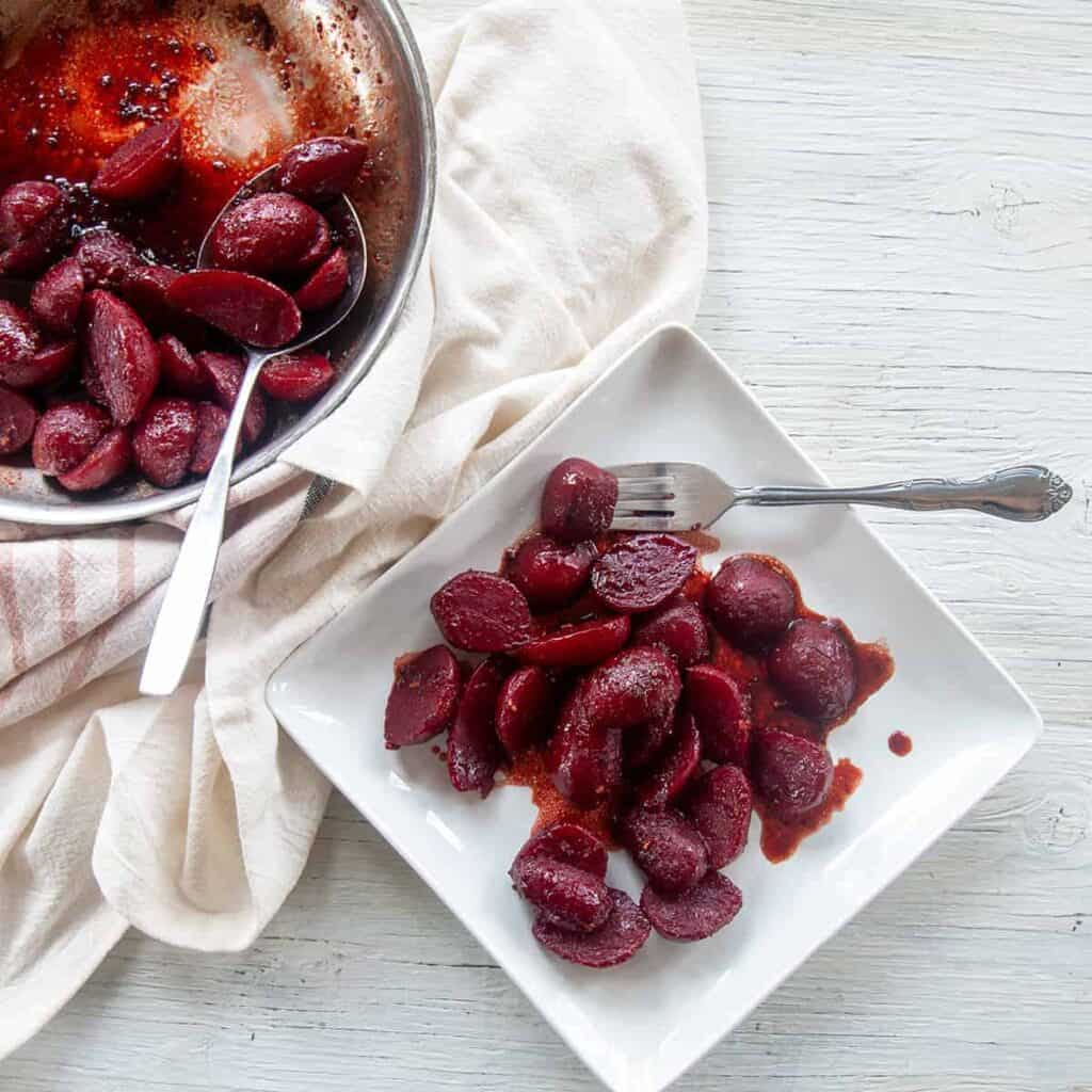 Fried Beets with Ginger Balsamic Glaze - Ramshackle Pantry